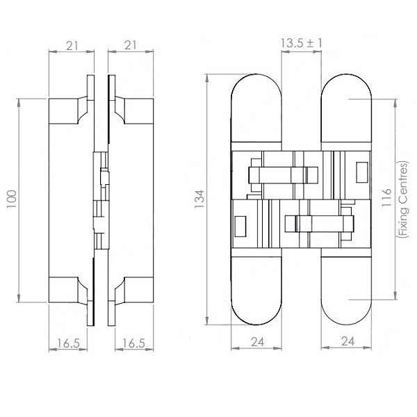 Medium Duty 3D Concealed Hinge | Adjustable, 60kg Load